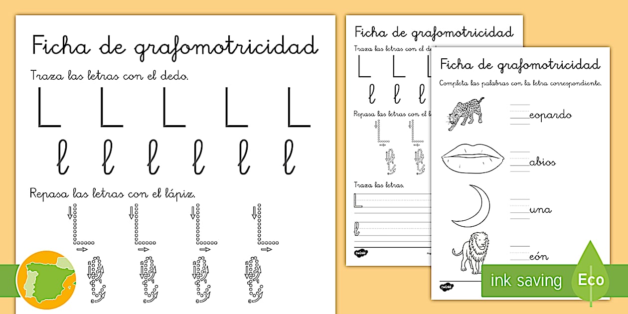 Ficha de grafomotricidad: La letra L - Twinkl