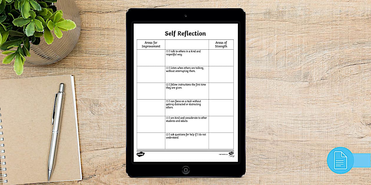 Editable Self Reflection Single Point Rubric (teacher made)
