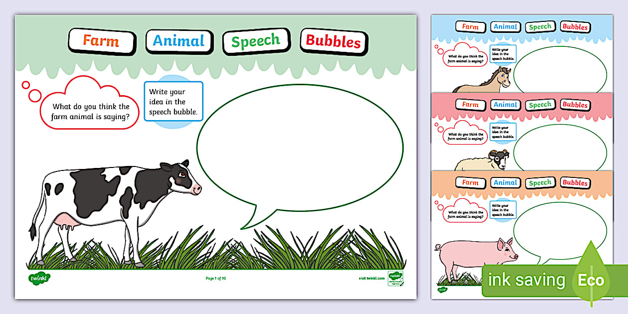 Farm Animal Speech Bubble Activity Sheets