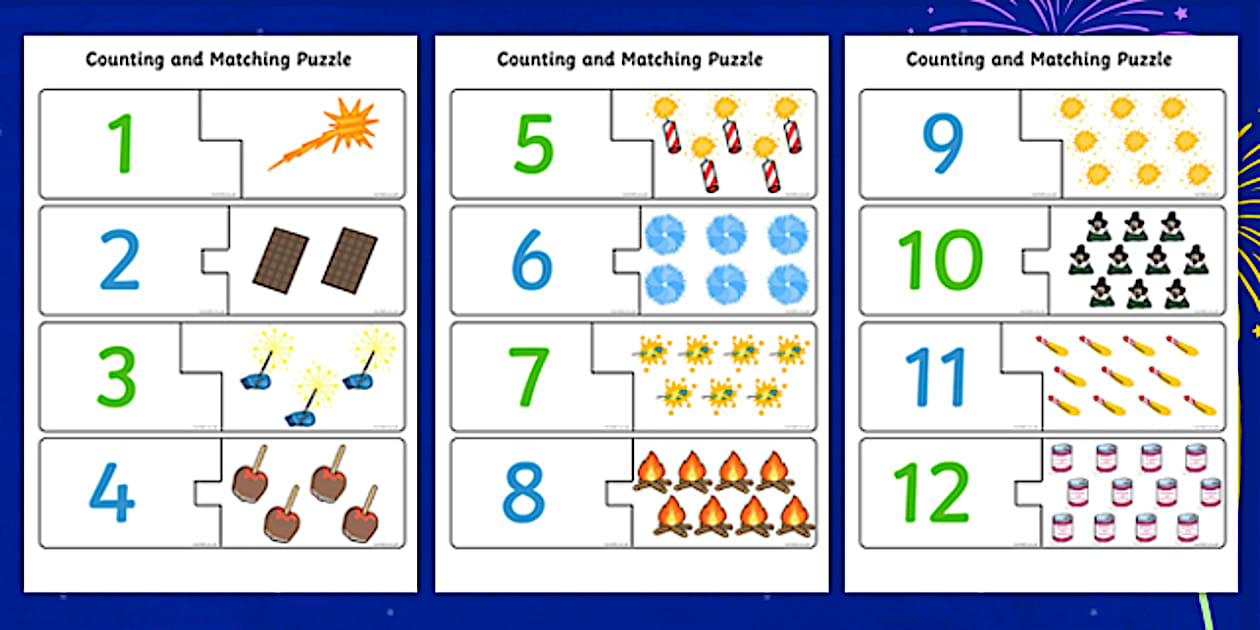 Bonfire Night Counting Puzzle - Twinkl
