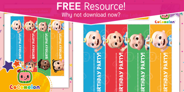 FREE CoComelon: Birthday Water Bottle Labels (teacher made)