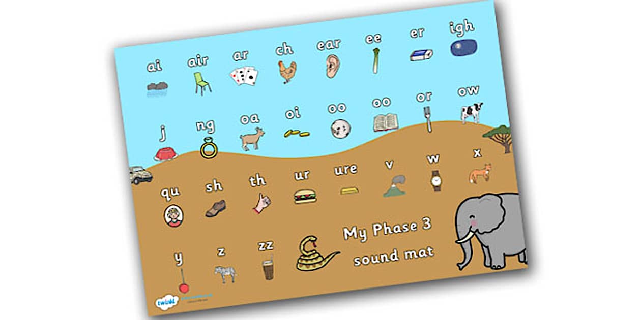 Cursive Safari Themed Phase 3 Sound Mat - Twinkl