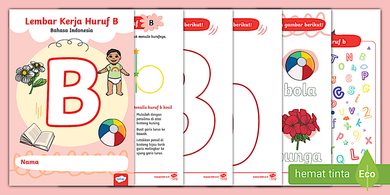 Booklet Menulis Alfabet Huruf 'B' Bahasa Indonesia - Twinkl