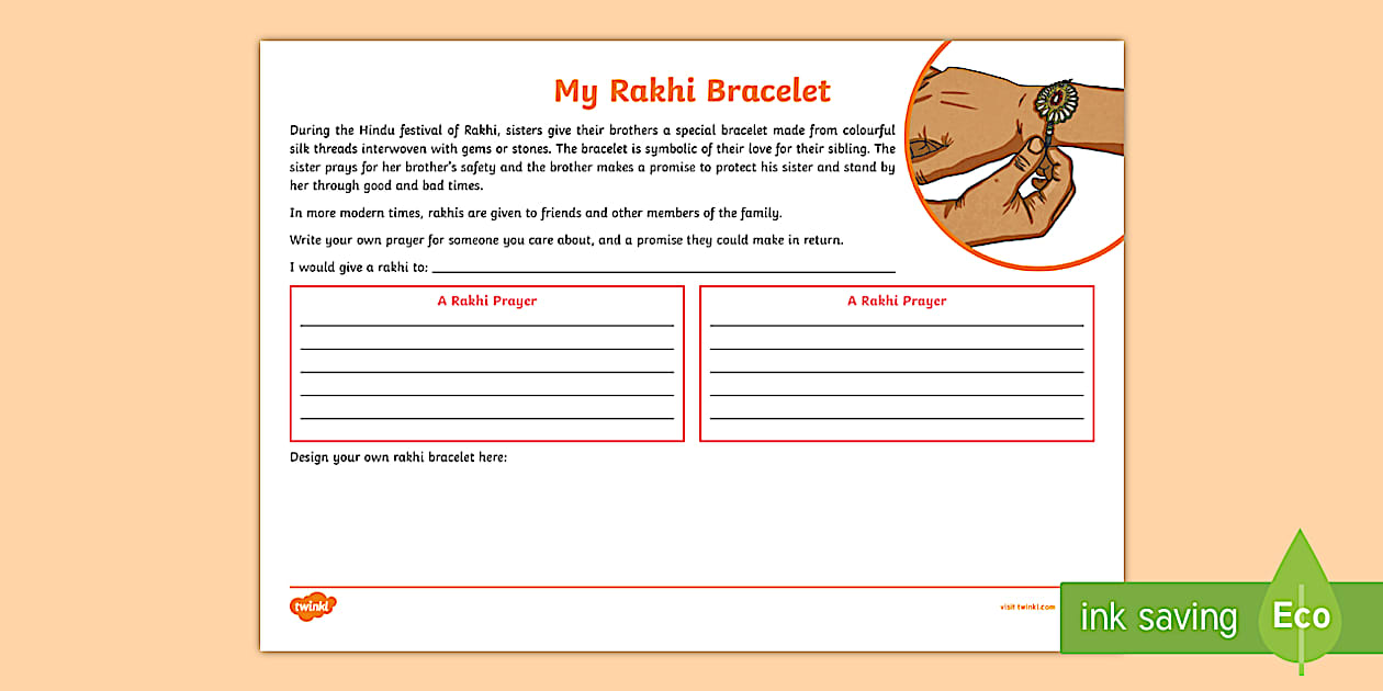 KS2 My Rakhi Bracelet Worksheet / Worksheet - Twinkl
