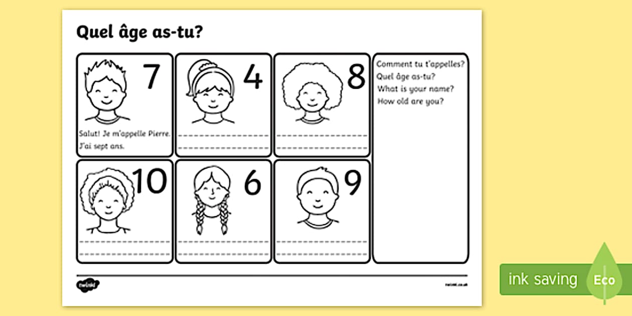 How to say your age in French - Say your age worksheet