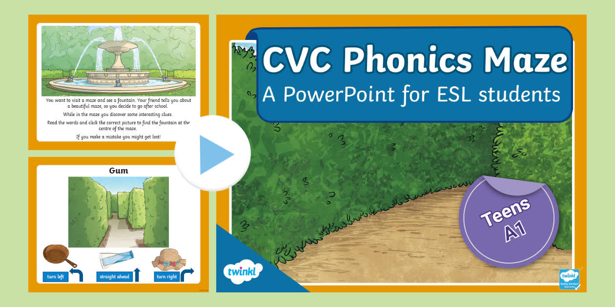 ESL CVC Phonics Maze PPT (professor feito) - Twinkl