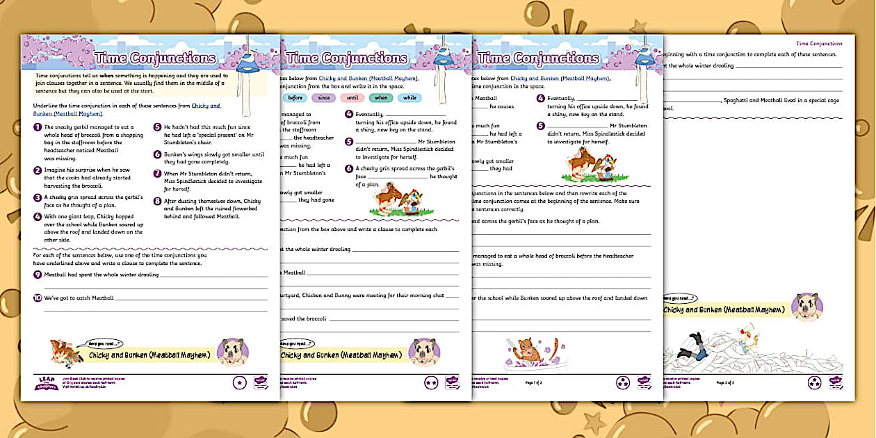 Year 3 Time Conjuctions Differentiated Activity - Twinkl