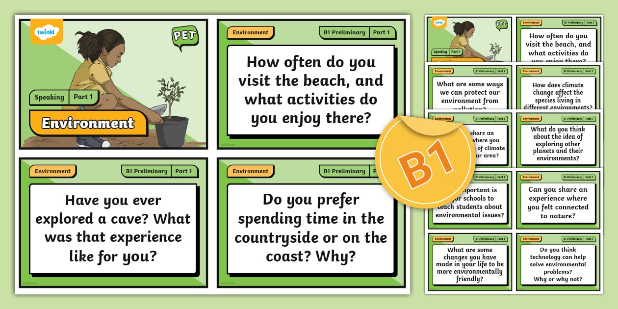 B1 Preliminary (PET) - Speaking Part 1 - Cards (Environment)