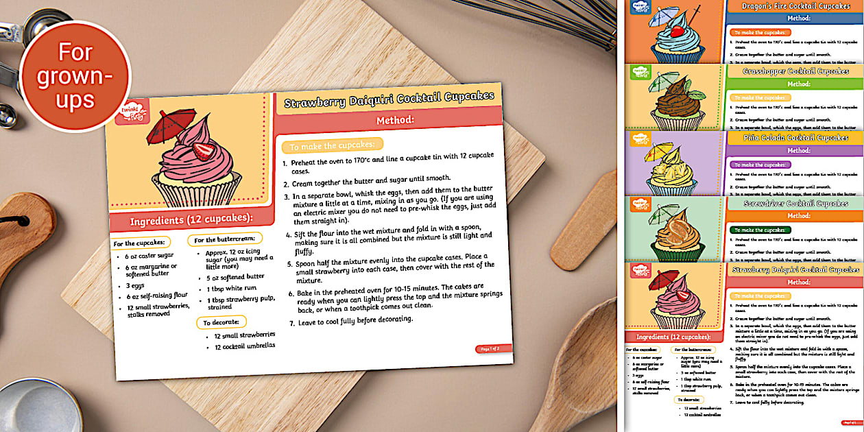 Cocktail Cupcakes Recipe Pack | Twinkl Party - Twinkl