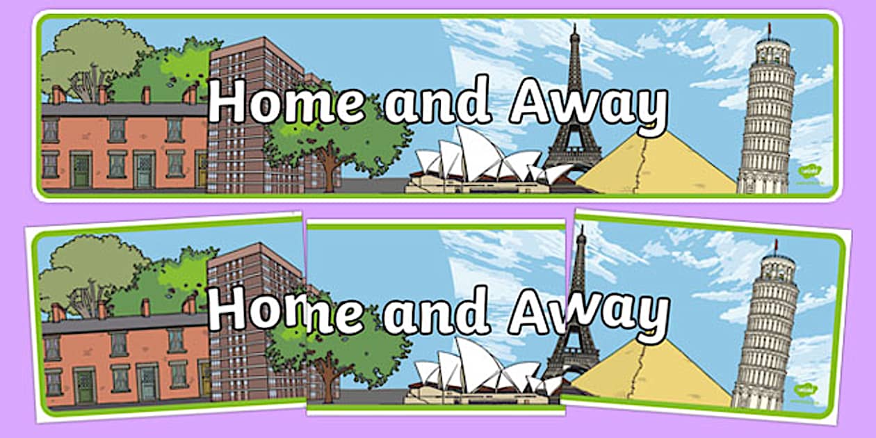 Cursive Home and Away Topic Banner (teacher made) - Twinkl