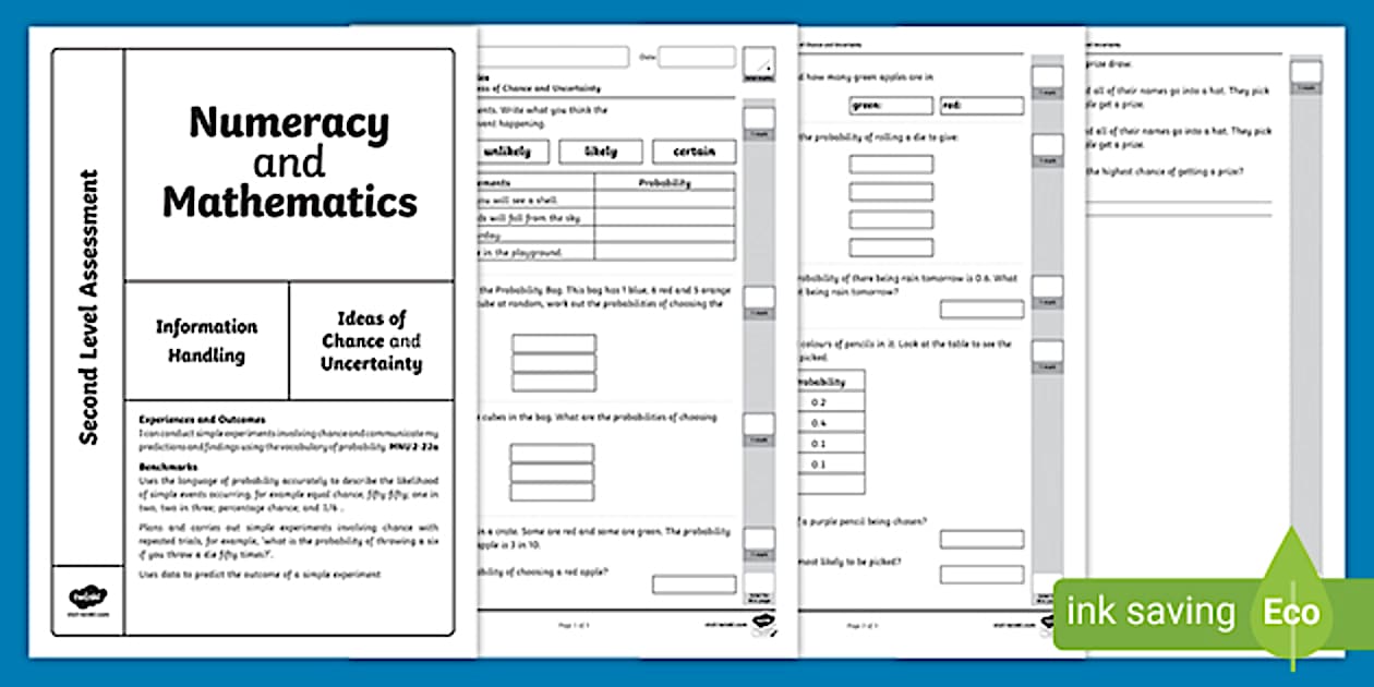 Second Level Numeracy and Mathematics Assessment - Information Handling ...