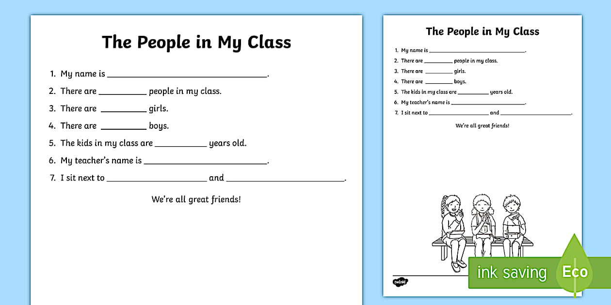 The People In My Class Worksheet / Worksheet - Twinkl