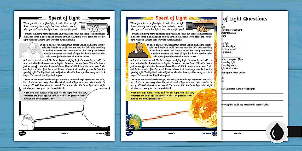 Speed of Light Reading Comprehension (l'enseignant a fait)
