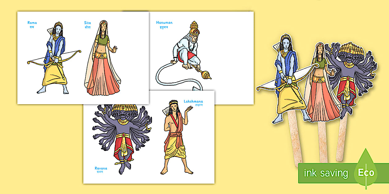 Diwali Story Stick Puppets English / Hindi हिंदी