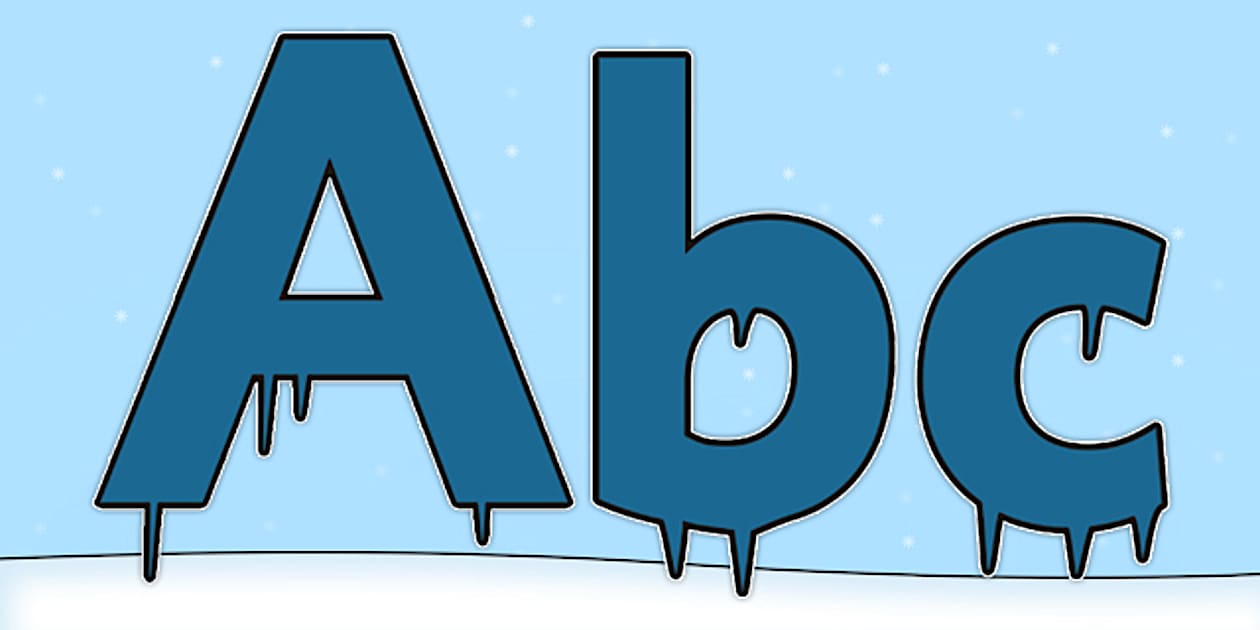 Cursive Dark Blue Icicle Ice Themed Display Lettering