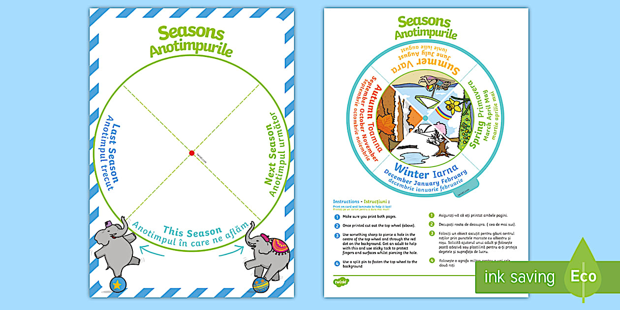 Seasons Sequencing Wheel Display Calendar English/Romanian