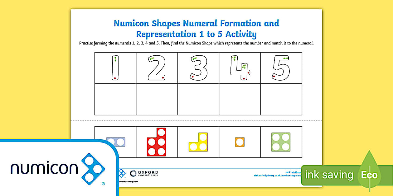 👉 Numicon Shape Number Formation & Representation 1-5 Activity