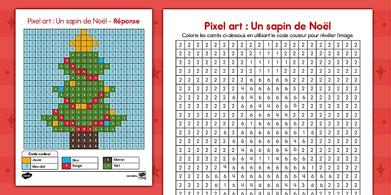 Pixel art : Un sapin de Noël - Twinkl Arts (teacher made)