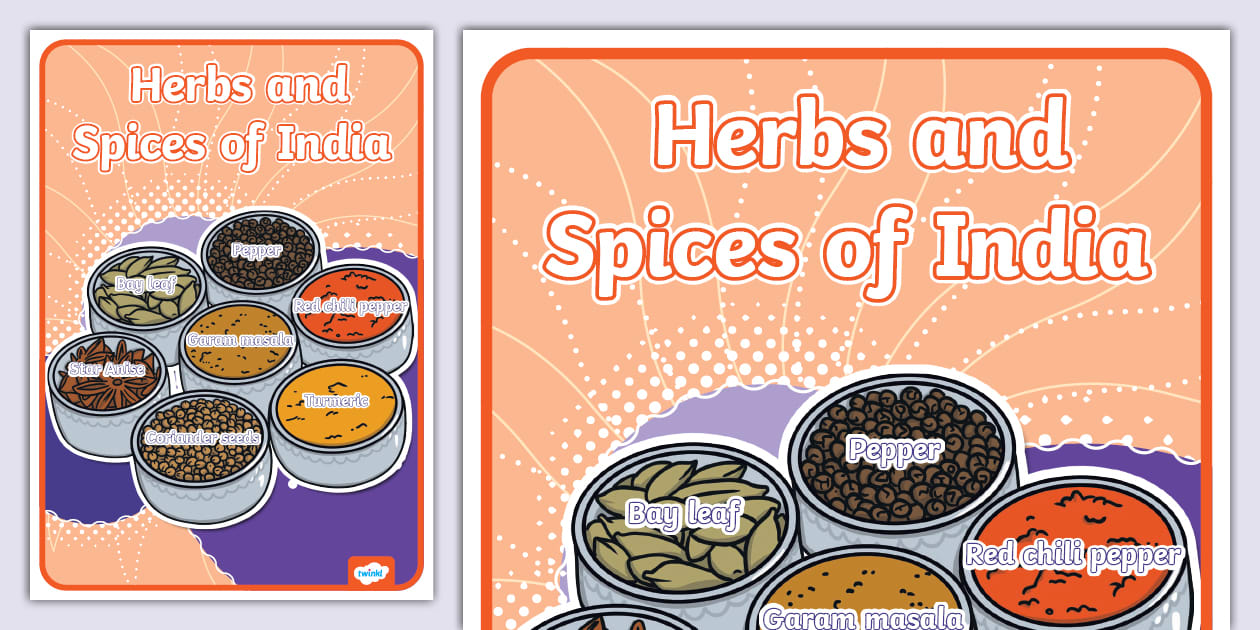 Herbs and Spices of India Display Poster (professor feito)
