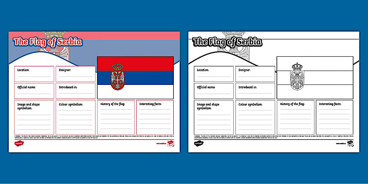 Serbia Flag Fact File Template - Twinkl More Subjects