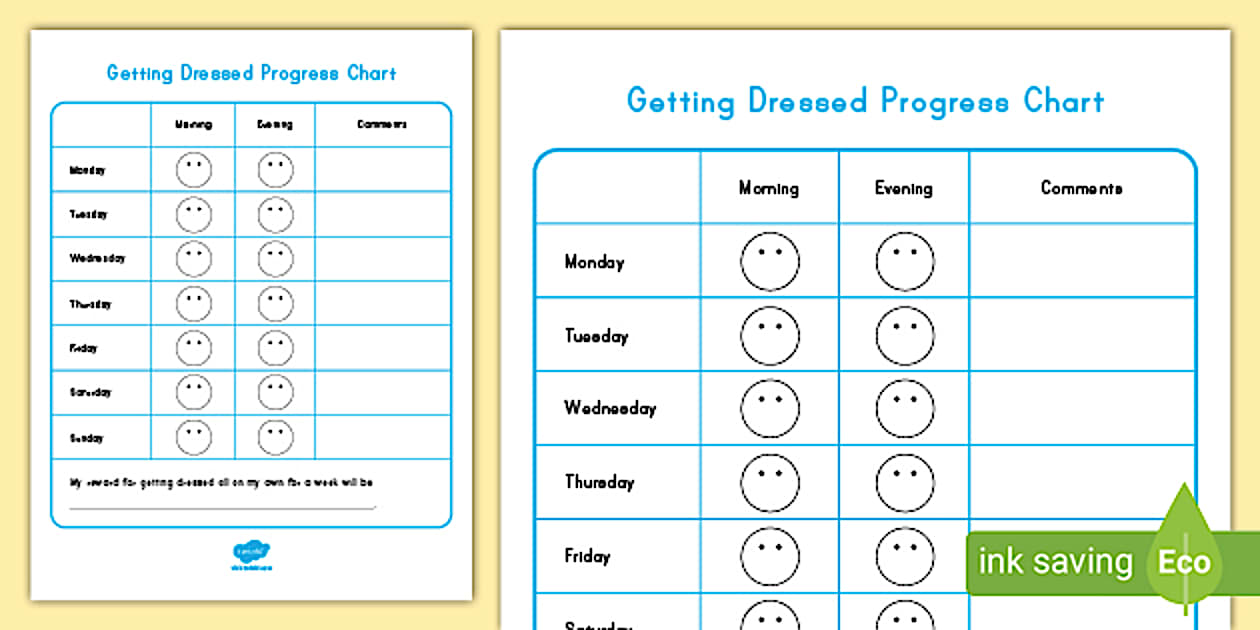 Getting Dressed Chart - Twinkl