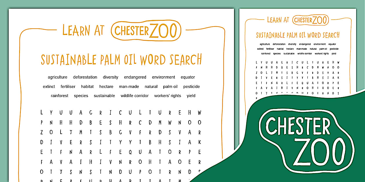FREE! - Sustainable Palm Oil Word Search | Chester Zoo Activity