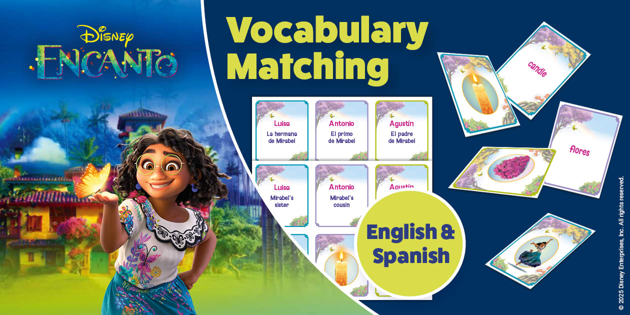 Encanto: English/Spanish Vocabulary Matching Cards - Twinkl