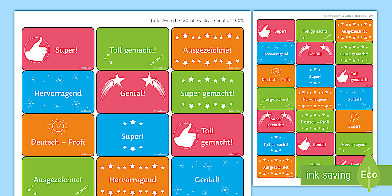 German reward stickers - German Lessons Reward Stickers