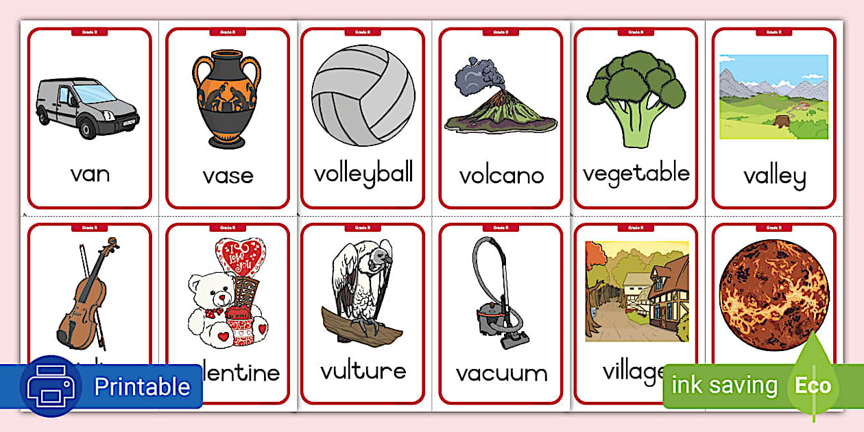 Gr. R Phonics: V Flashcards (Teacher-Made) - Twinkl