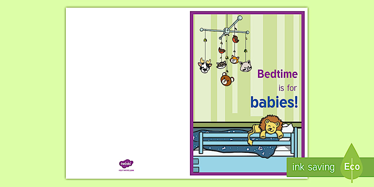 Bedtime is for Babies Parent Bedtime Greetings Card - Twinkl