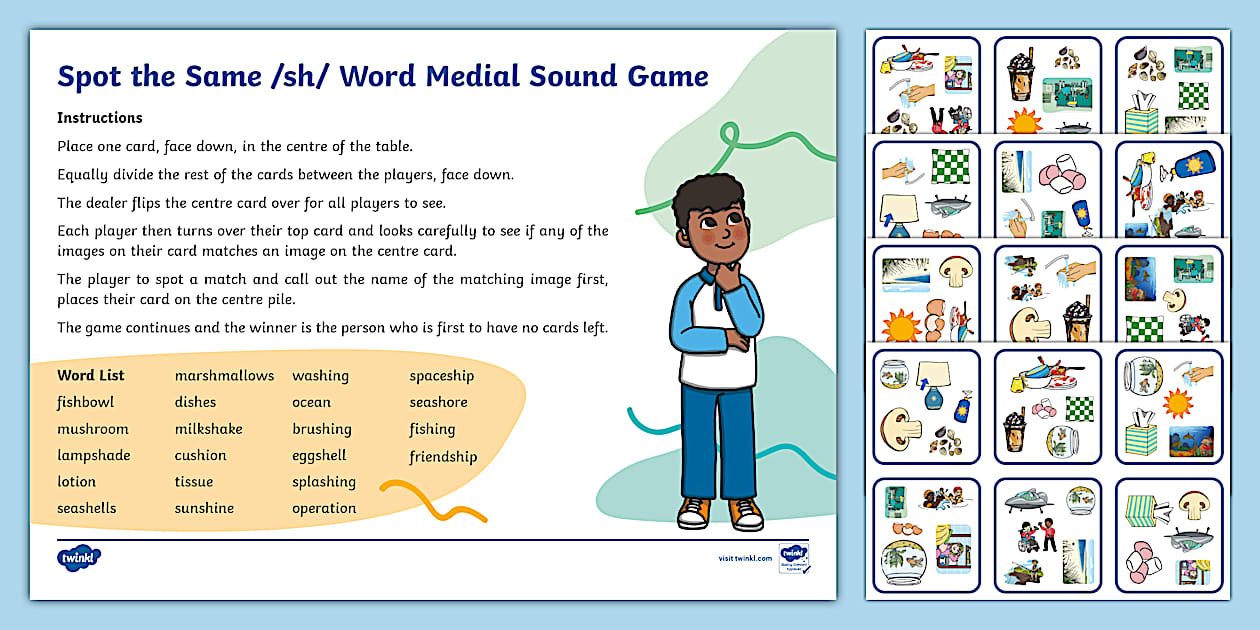 Spot the Same /sh/ Word Medial Sound Game (teacher made)