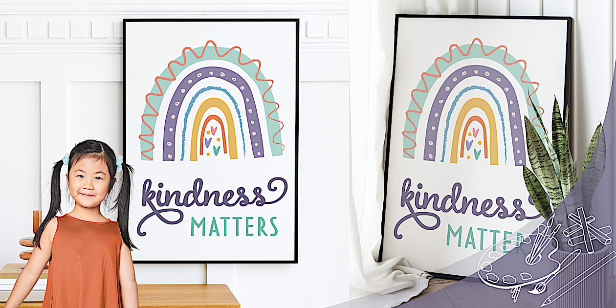 Kindness Matters Muted Rainbow-Themed Inspirational Poster
