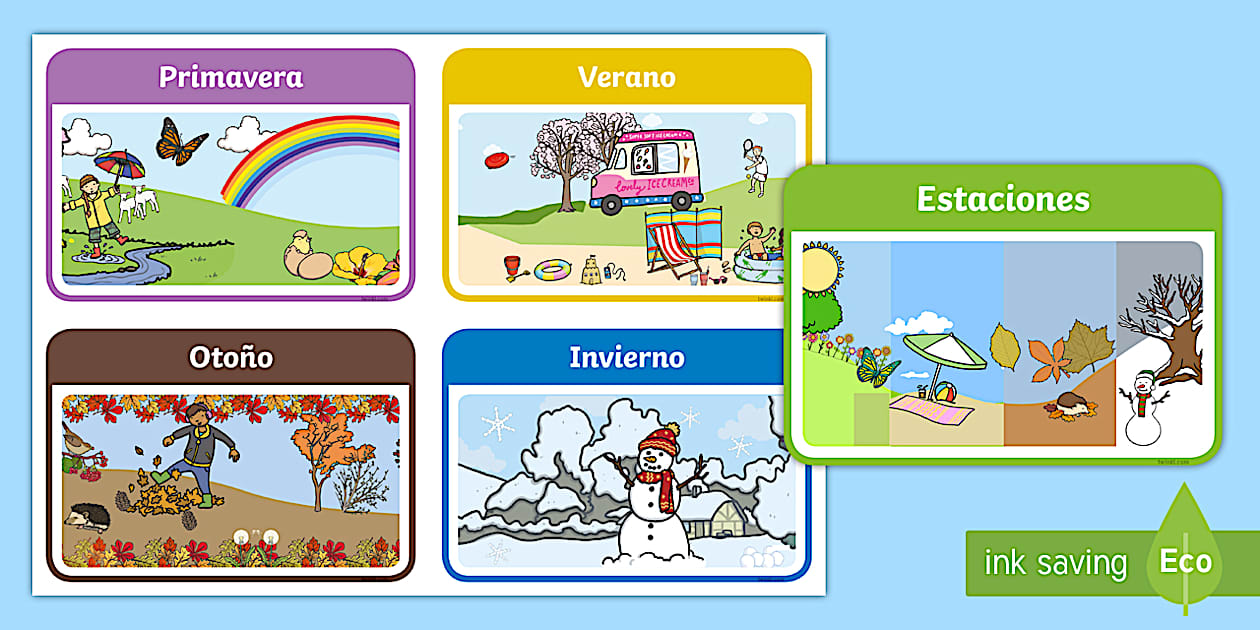 Seasons English Spanish Flashcards - Twinkl