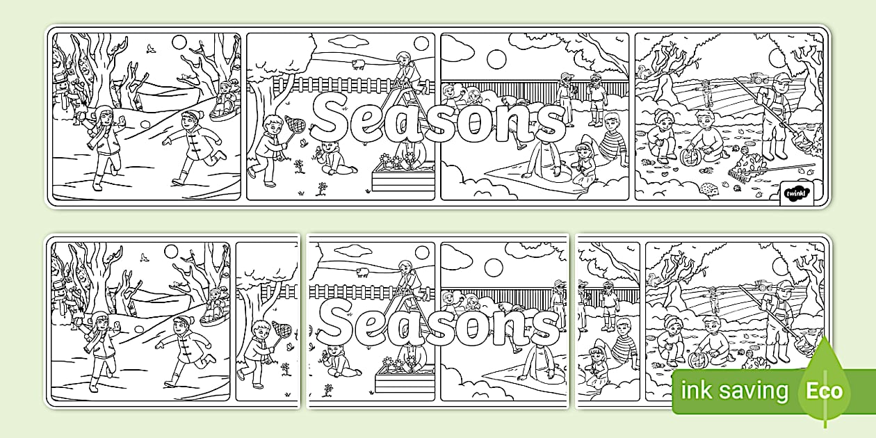 Seasons Colouring Display Banner (teacher made) - Twinkl