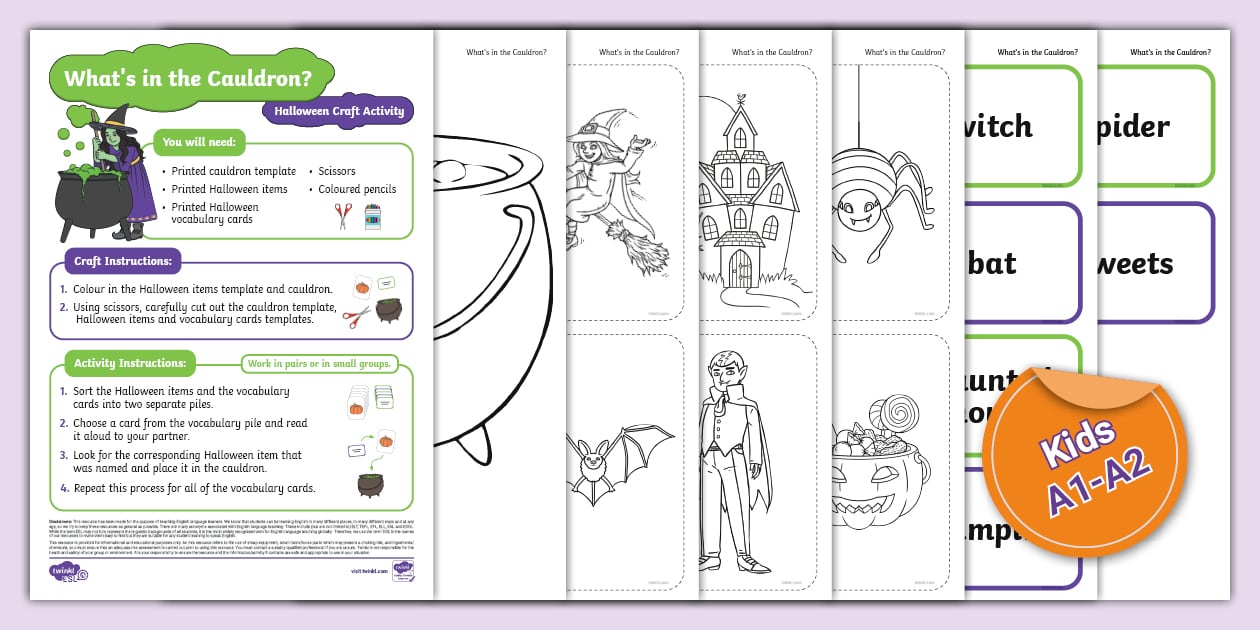 ESL Halloween Vocabulary Craft Activity [Kids] - Twinkl