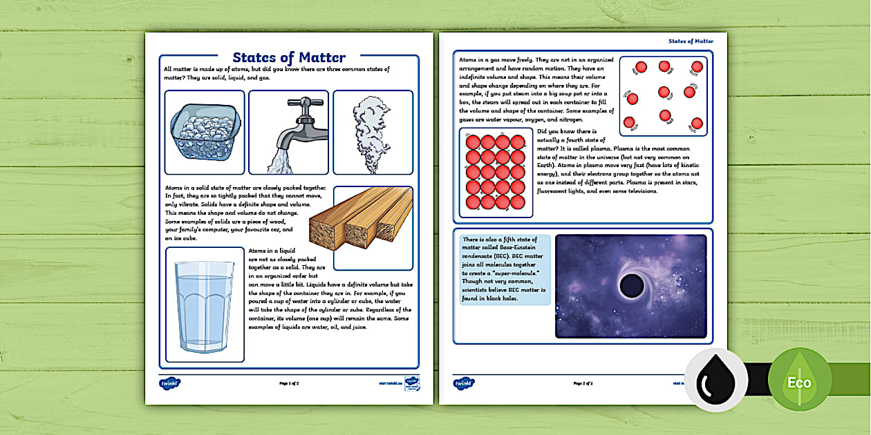 States of Matter Reading Comprehension (Teacher-Made)