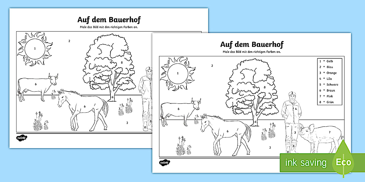 Farm Animals Colour by Number