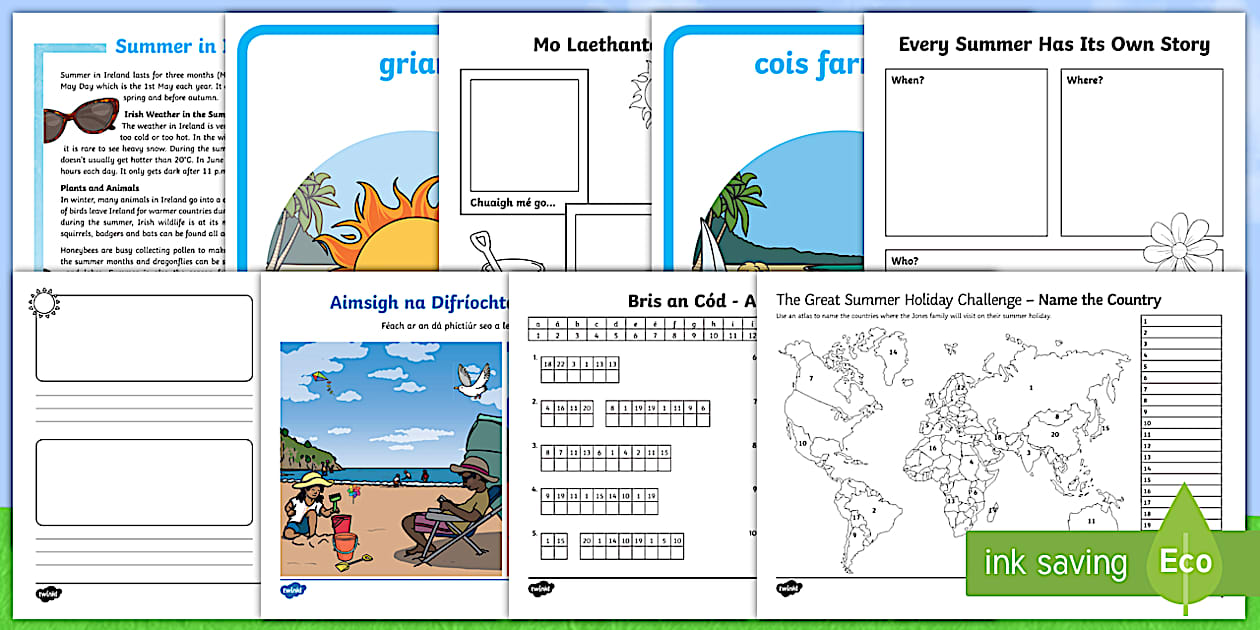 Summer Holiday Language Activity Pack English/Gaeilge