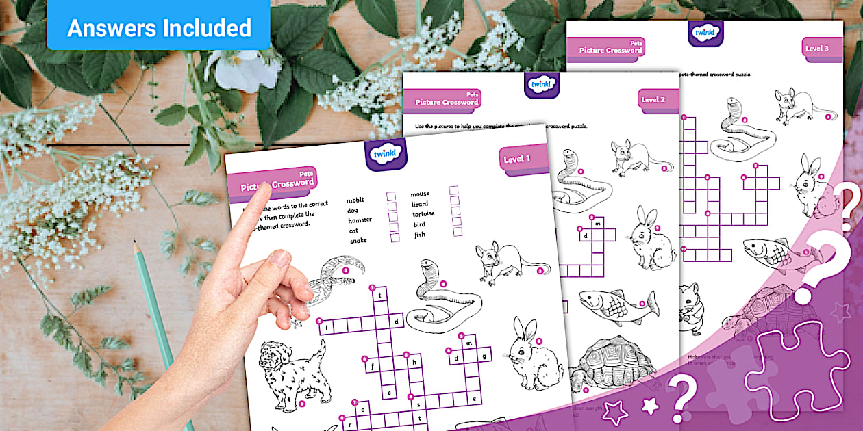 Pets Picture Crossword Puzzle - AL - Kids - Twinkl Puzzled