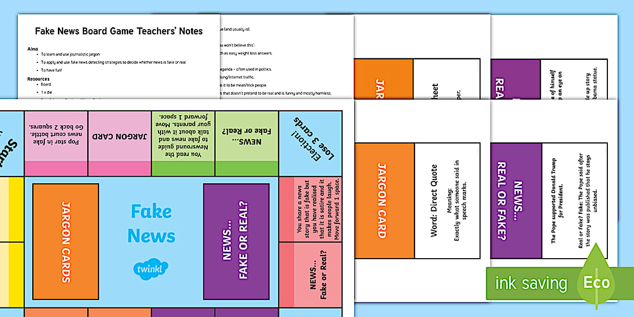 Fake News Monopoly-Style Board Game (Hecho por educadores)