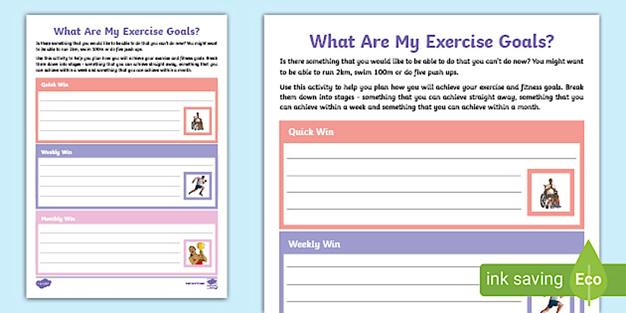 What Are My Exercise Goals? (Hecho por educadores) - Twinkl