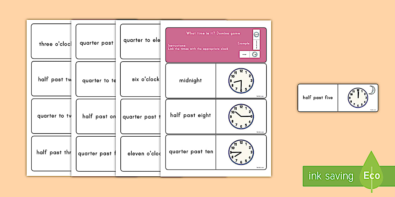 Editable Telling the Time Dominoes Activity (teacher made)
