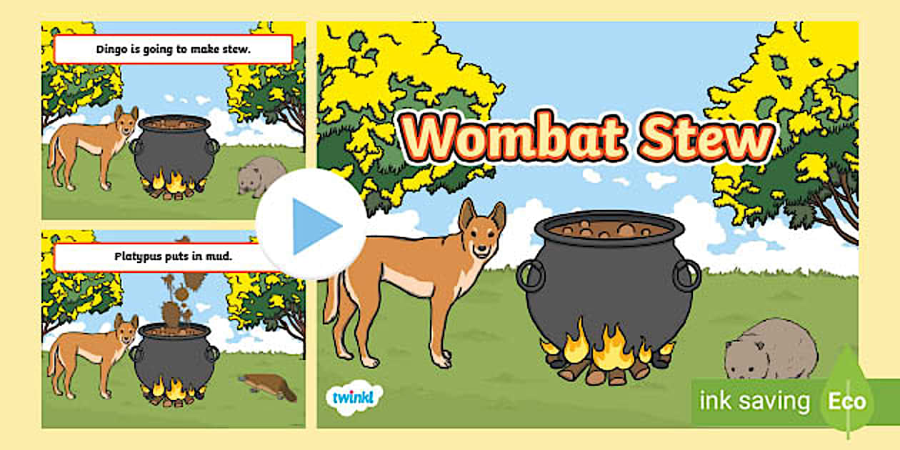 Story PowerPoint With Captions to Support Teaching on Wombat Stew