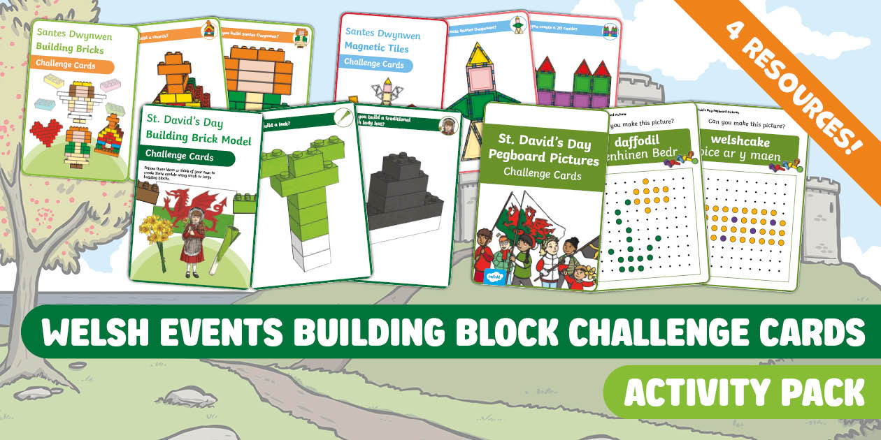 Welsh Events Building Block Challenge Cards Activity Pack