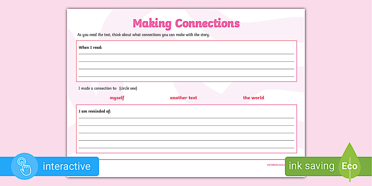 Making Connections Worksheet | Reading Comprehension