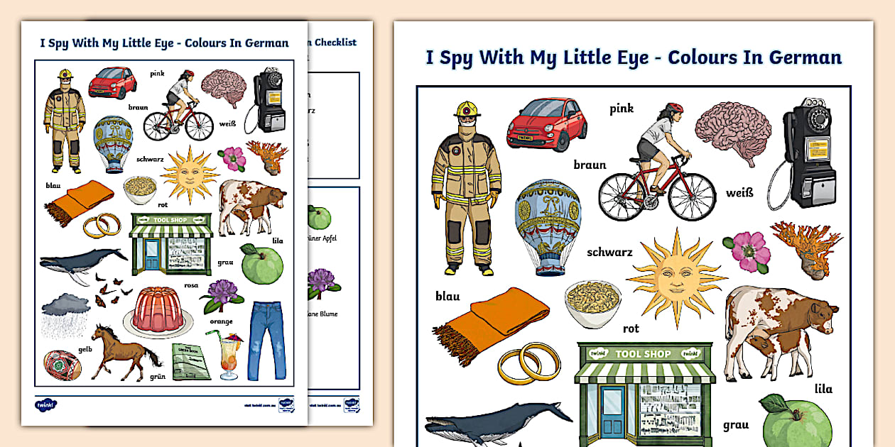 I Spy With My Little Eye - Colours German Activity Sheet