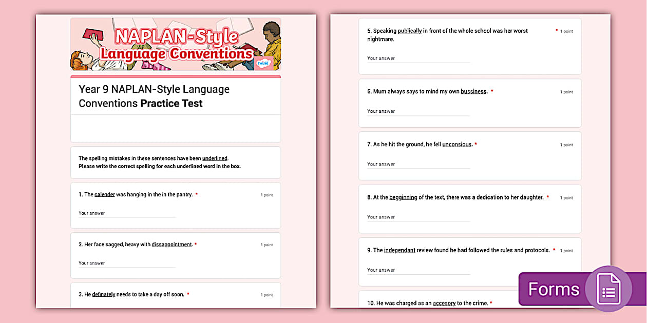 Year 9 NAPLAN Literacy Practice Test | Language Conventions