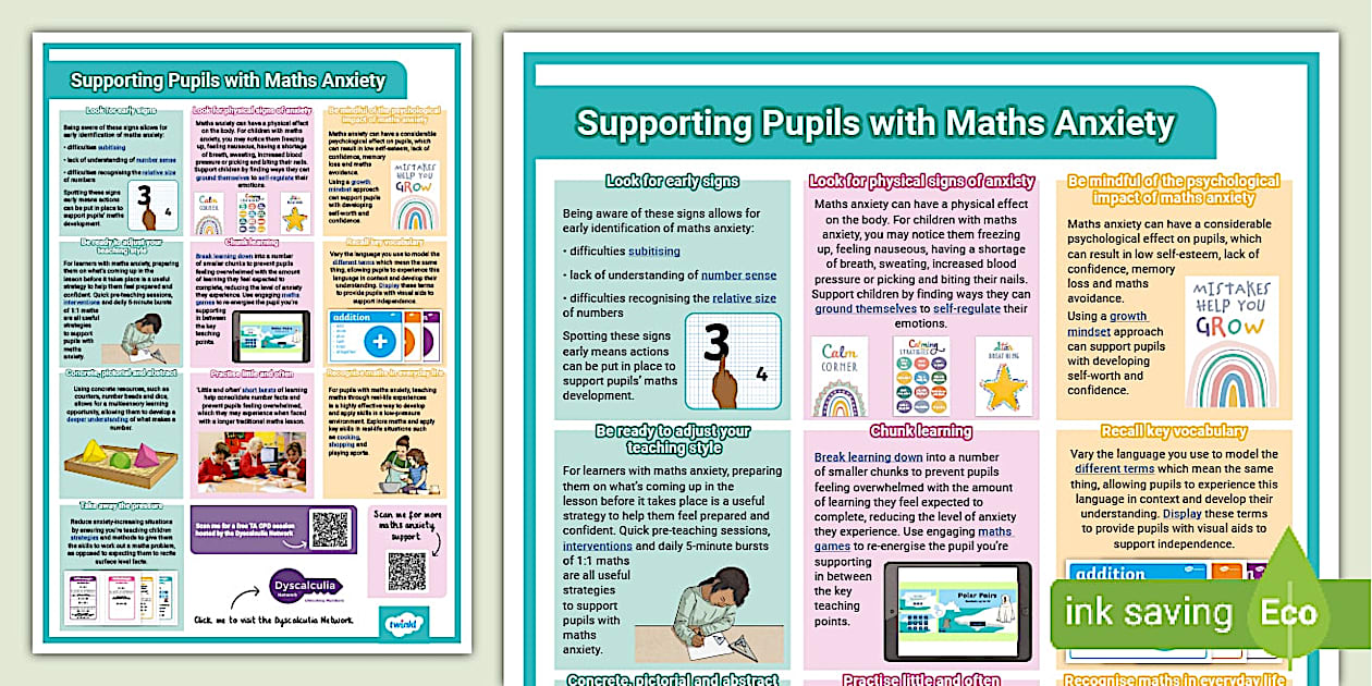 👉 Supporting Pupils with Maths Anxiety Poster - Twinkl