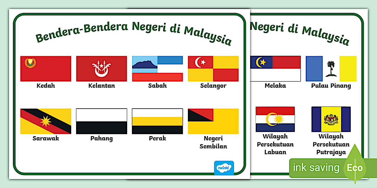Tikar Perkataan Bendera-Bendera Negeri Di Malaysia - Twinkl