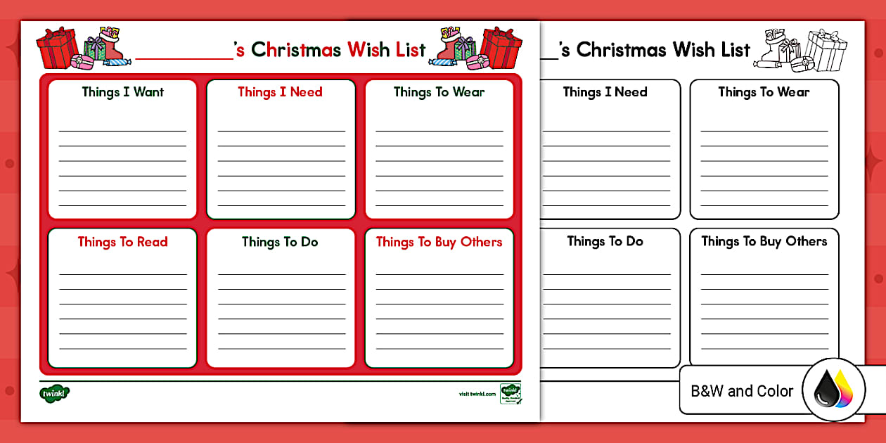 Christmas Wish List PDF Template for Kids | Twinkl USA